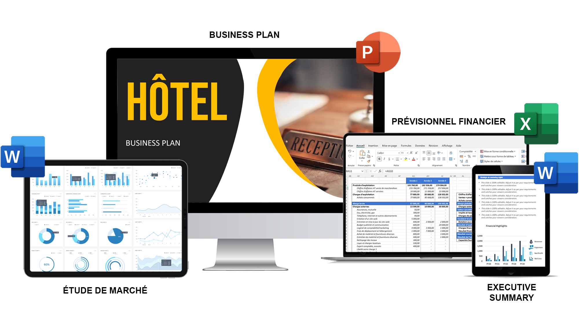 Hôtel : Business Plan - Exemple rédigé à télécharger en un clic