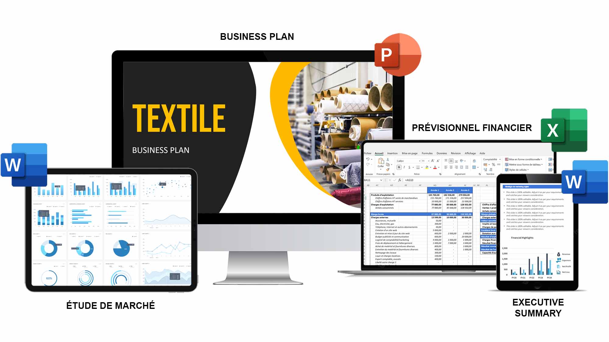 Textile : Business Plan - Exemple rédigé à télécharger (PDF et PowerPoint)